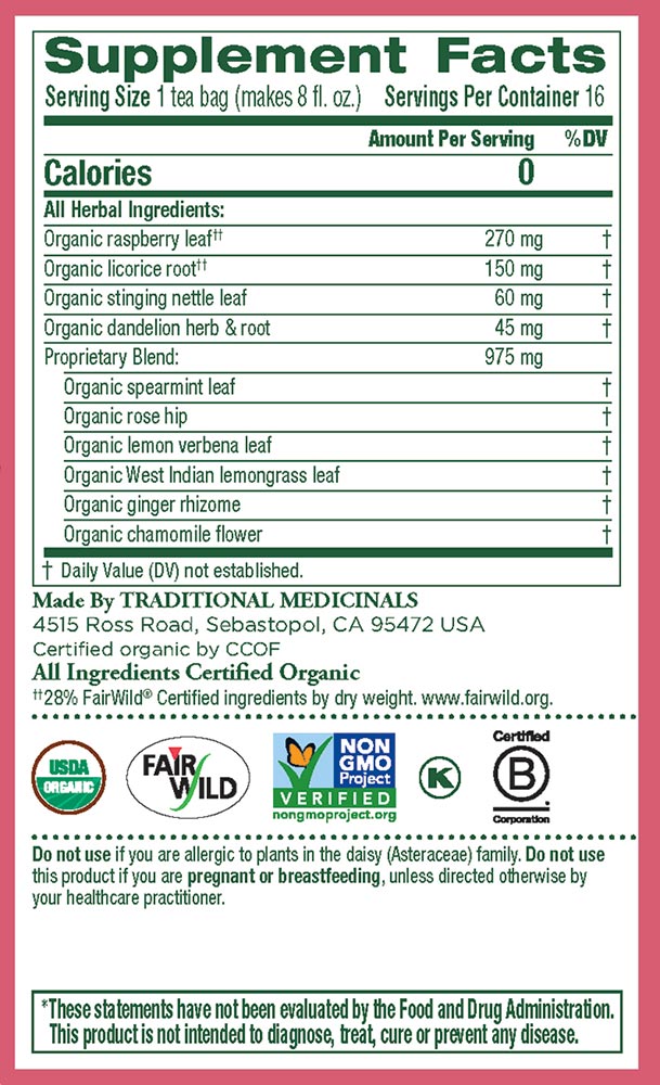 Organic Healthy Cycle Tea for Women, 16 Tea Bags, Traditional ...