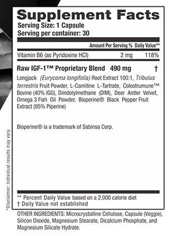 Raw IGF-1, Muscle Growth Support, 30 Capsules, Vigor Labs | VitaSprings.com