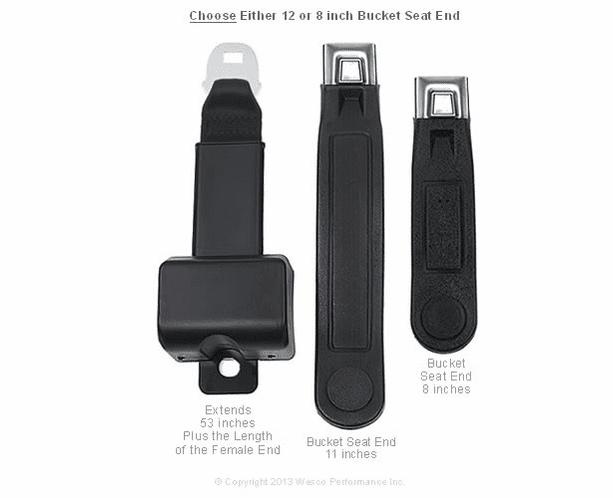 Retro-All Metal Buckle Retractable Lap Belt