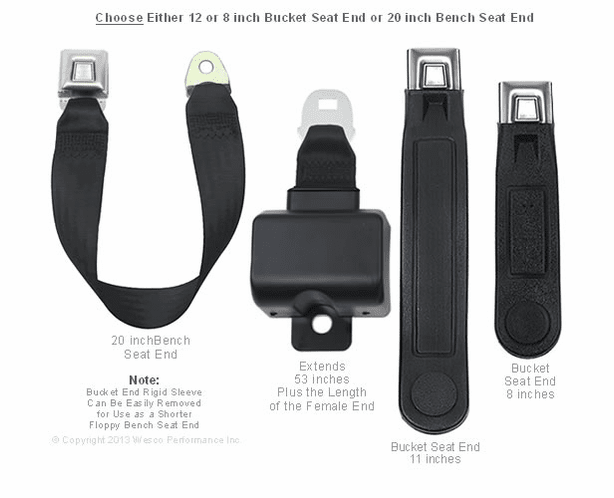 Short Housing Retractable Lap Belt Starburst Metal Buckle Seat Belt