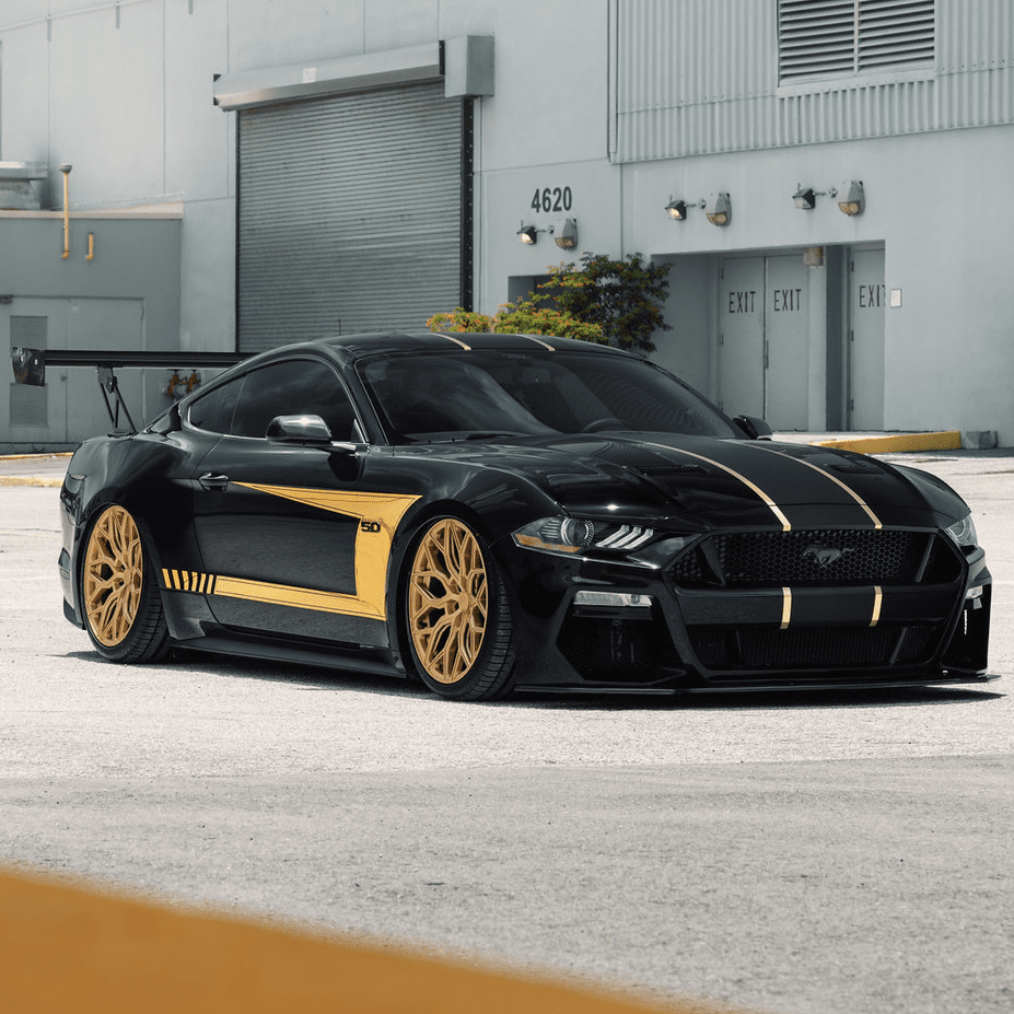 Black Mustang Gold Rims