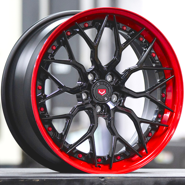 VOSSEN FORGED S17-01 3-PIECE GLOSS BLACK RED RIVETS
