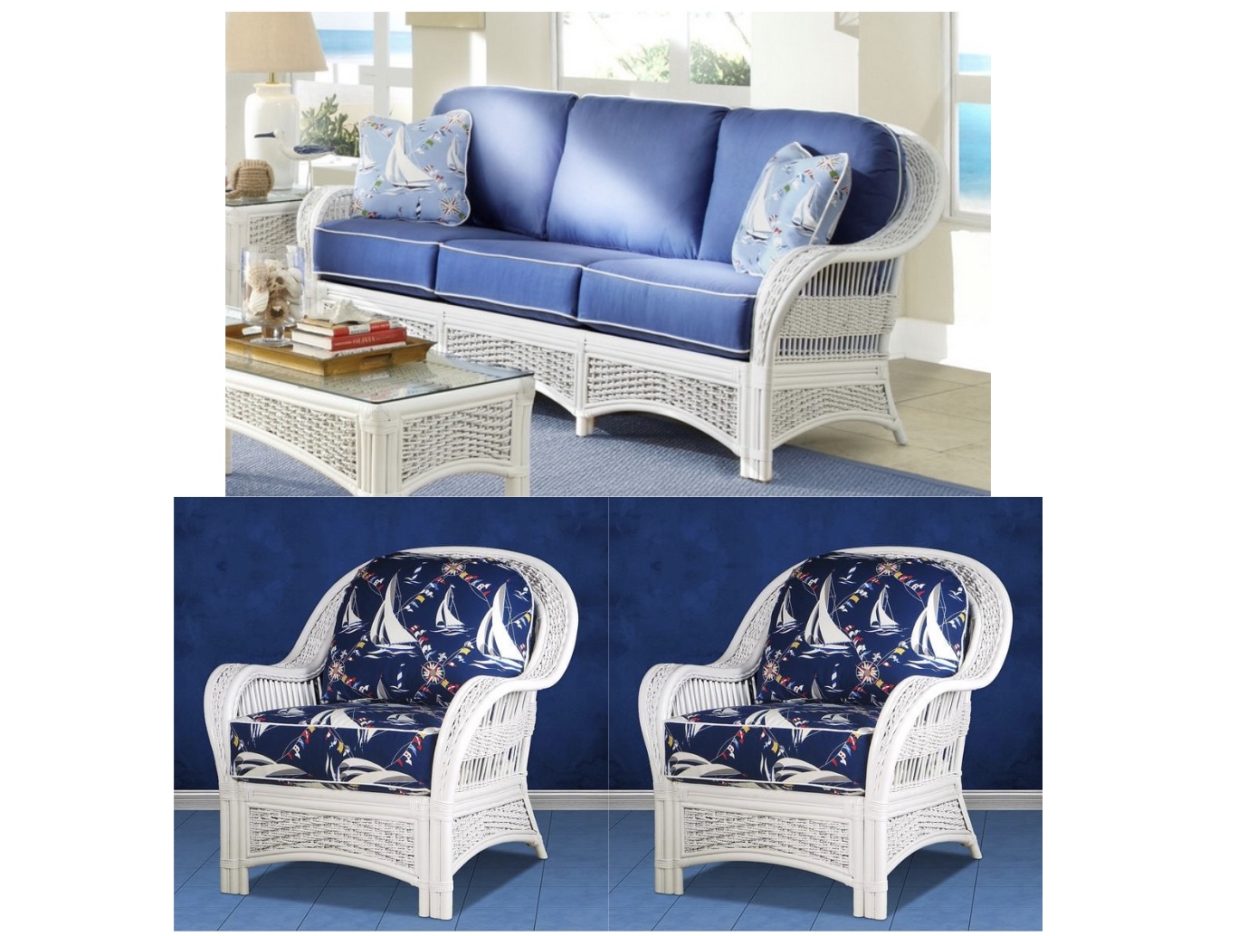 Ashford Rattan Set Of 3: 2 Chairs and Sofa