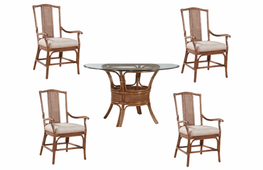 Carlton Rattan Dining Arm Chair Set of 5
