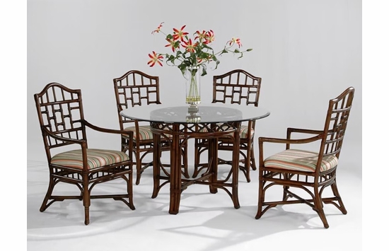 Chippendale Rattan Round Dining Set Of 5