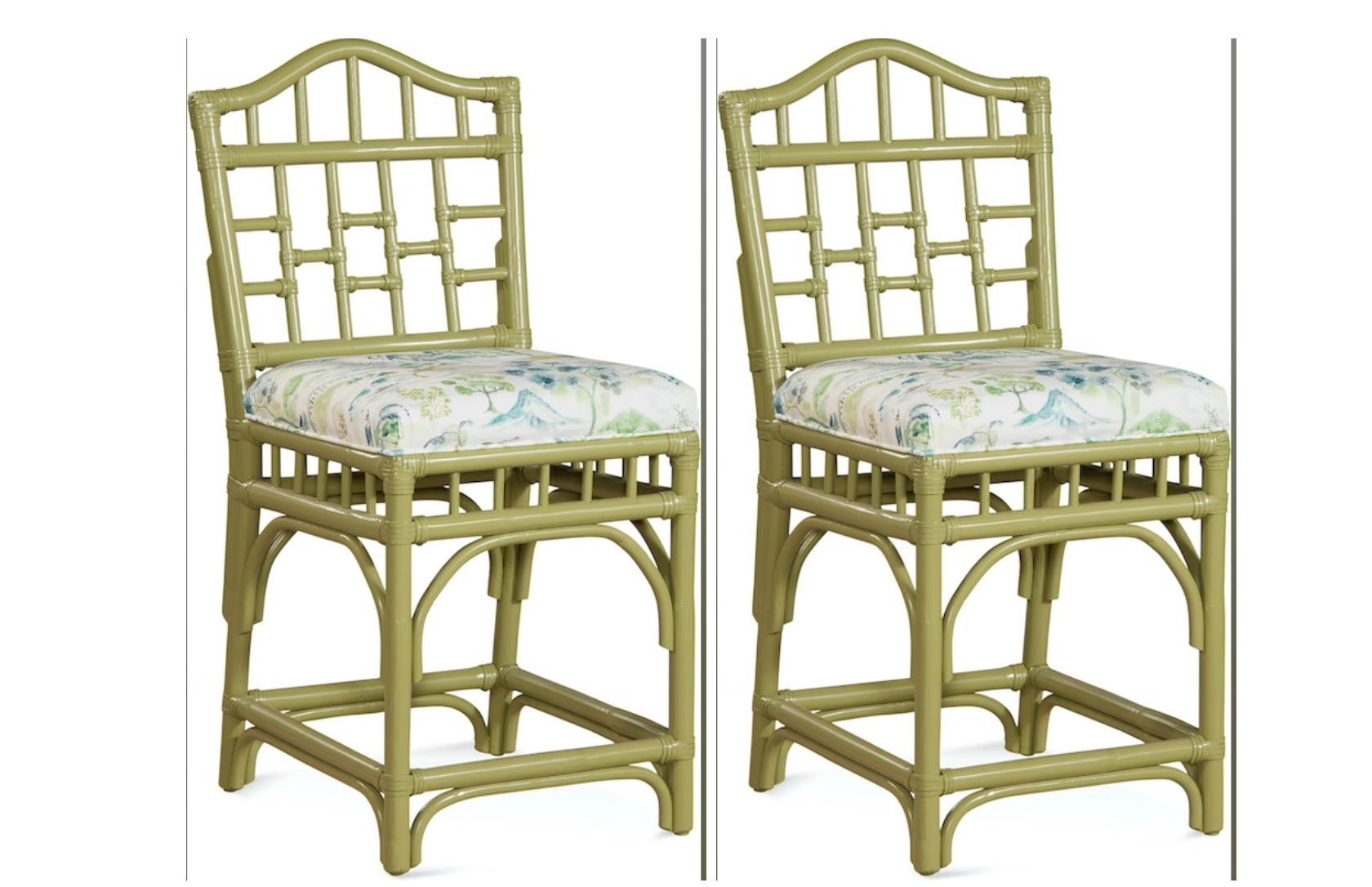 Chippendale Rattan Set of 2 Counter Stools