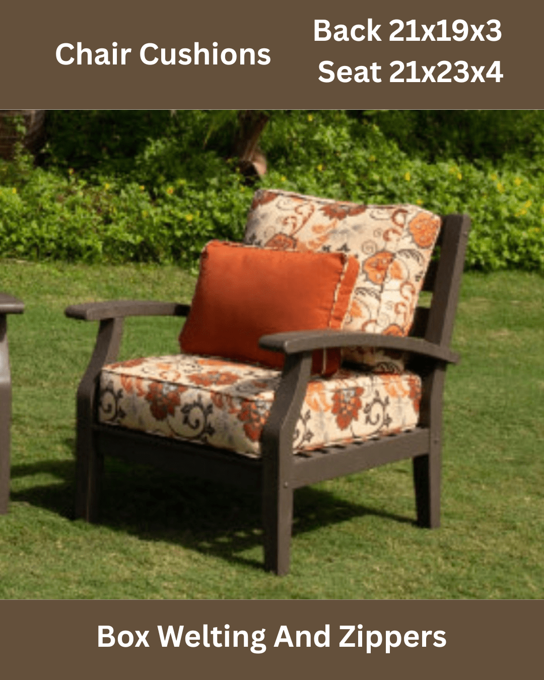 Deep Seating Chair Cushion Set: Back 21x19x3 Seat 21x23x4