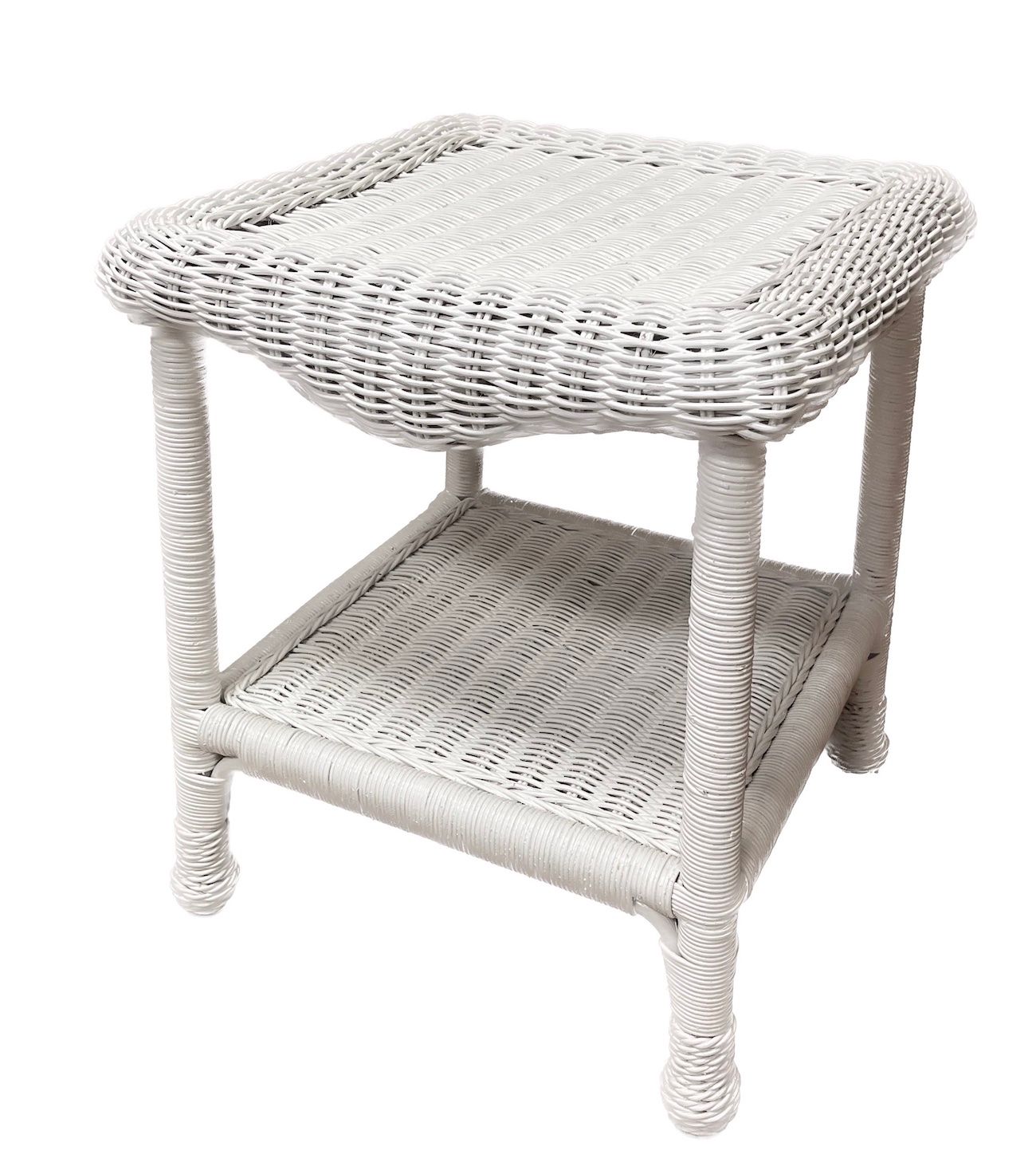 White wicker side table store