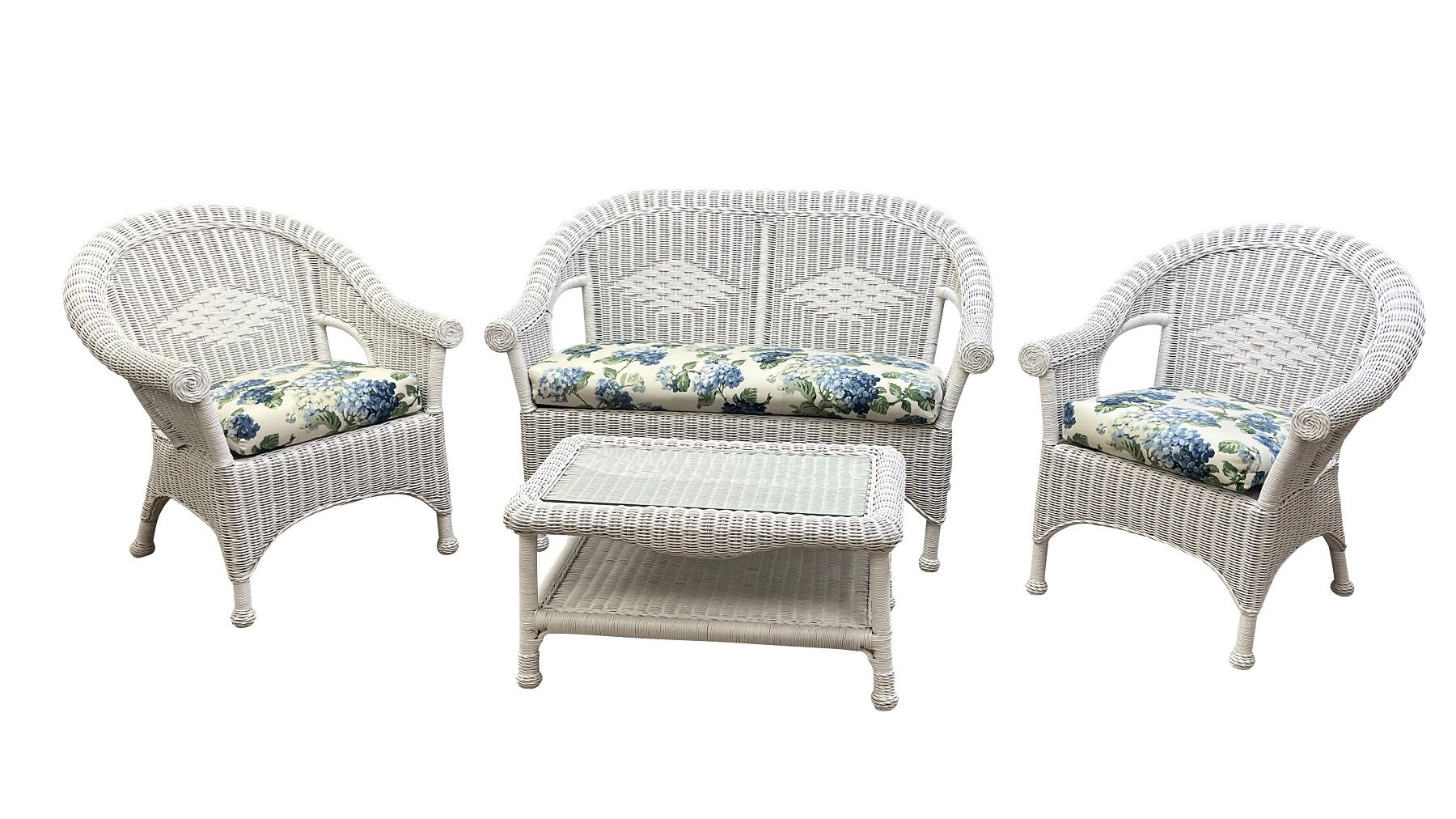 Diamond Wicker Set of 4 - 2 Chairs, Loveseat, Coffee Table