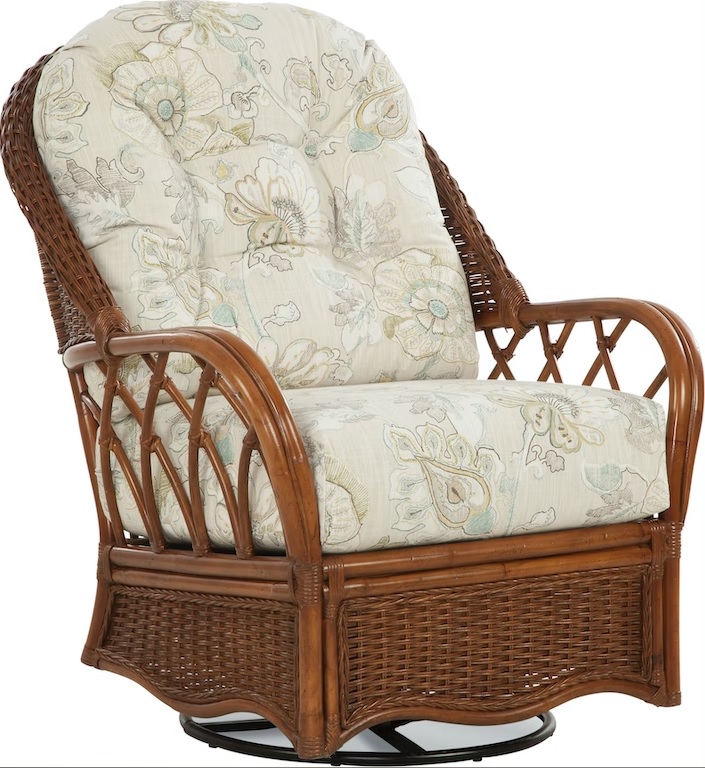 Braxton Culler Everglades Rattan Swivel Rocker: Shown in Havana Finish...