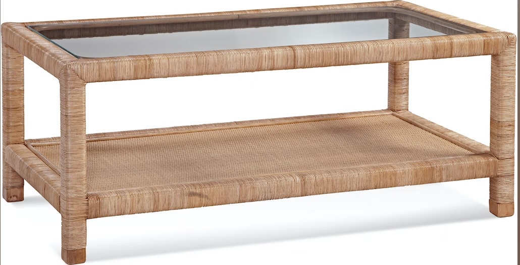 Braxton Culler Gibraltar Wicker Coffee Table with Glass Top