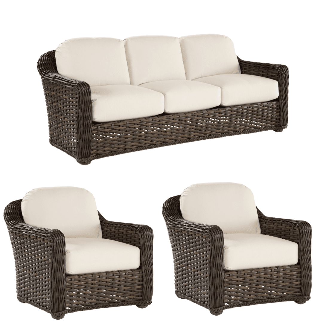 Lane Venture South Hampton Outdoor Wicker Set of 3: 2 Chairs and 1 Sofa ...