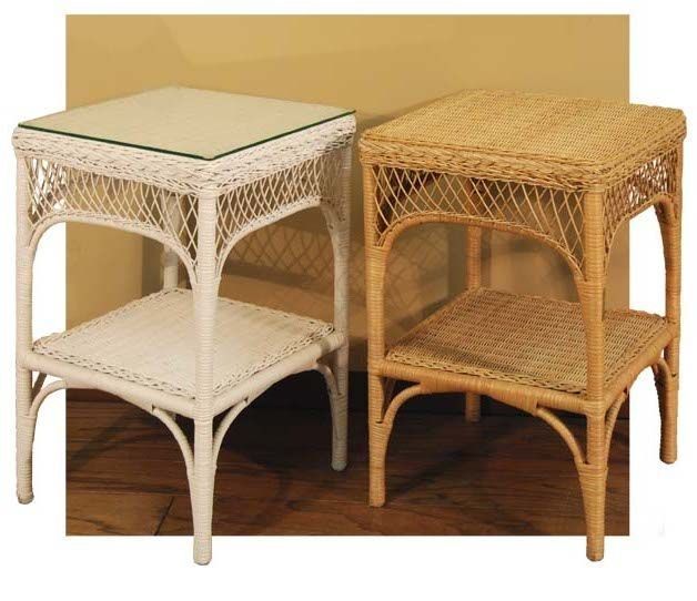 Lattice Wicker End Table