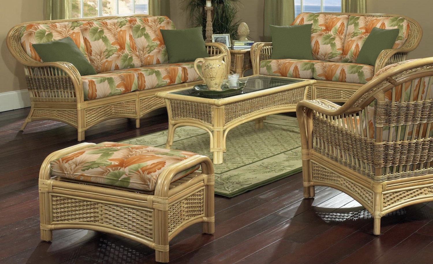 Natural Rattan Furniture Set of 6: Tropical Breeze