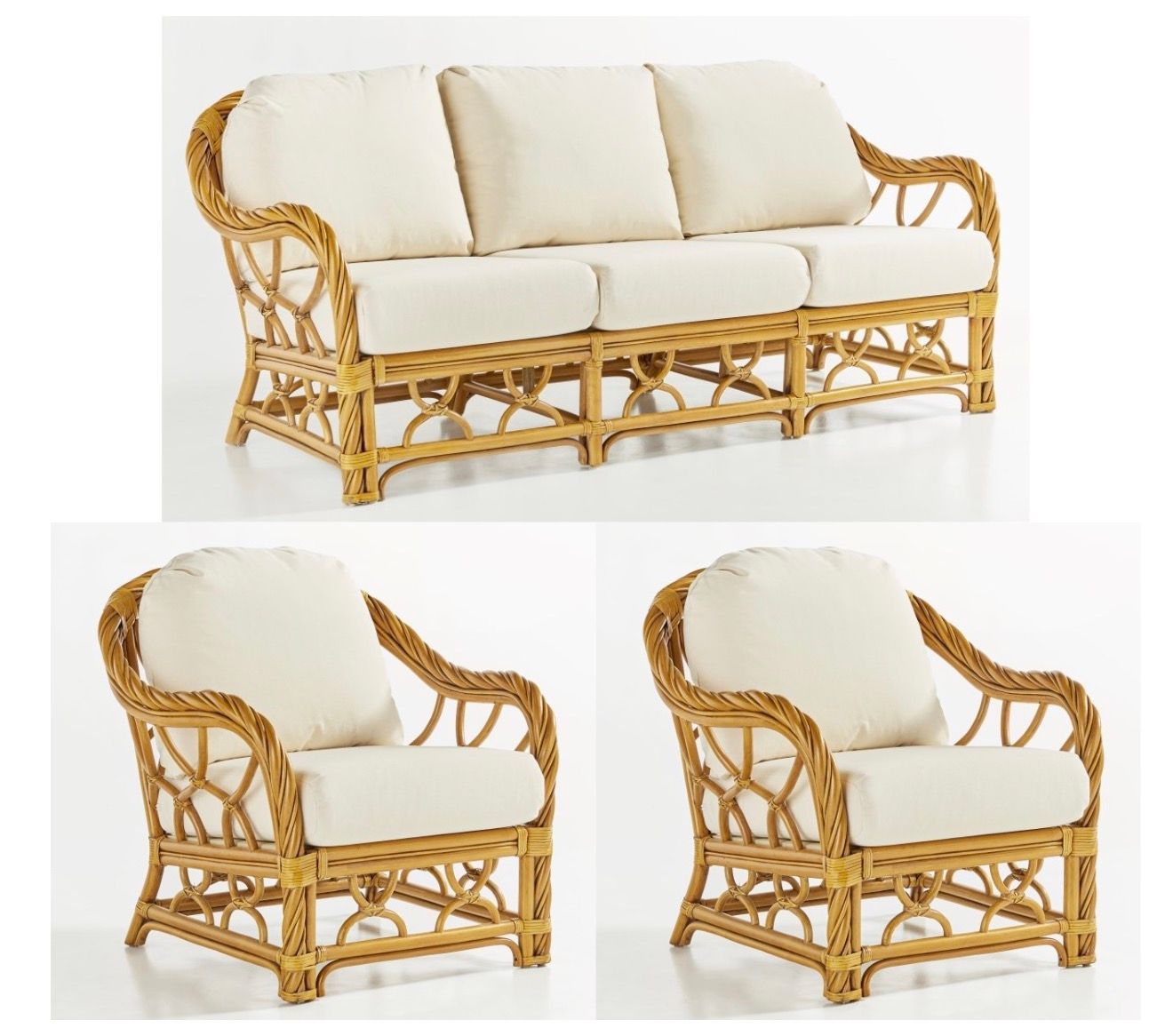 New Twist Rattan Set of 3: Sofa and 2 Chairs