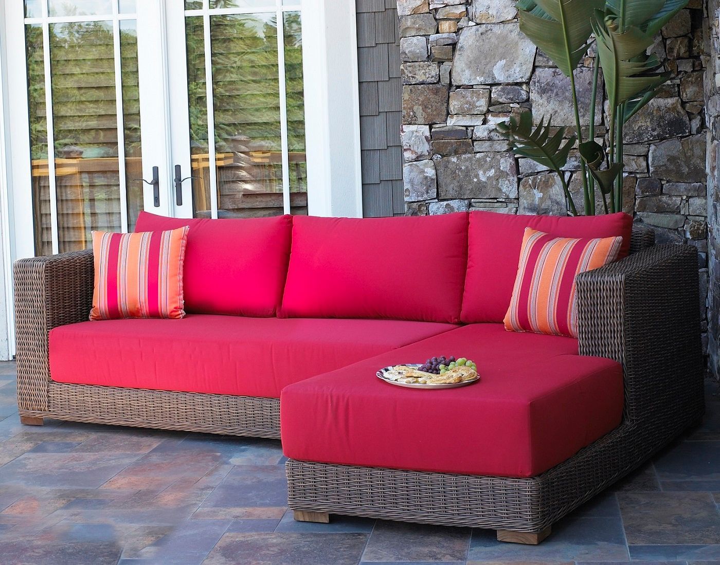 Outdoor Wicker Sectional In Caramel with Ultra thick cushions in ...