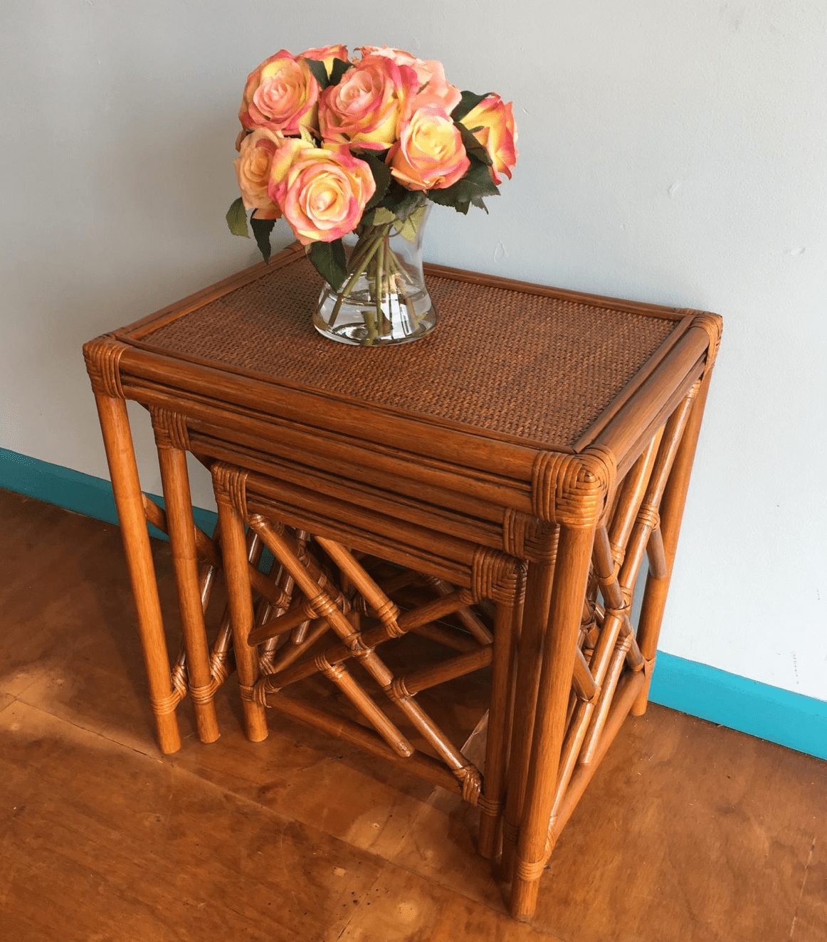 Rattan Stack Tables: Set of 3