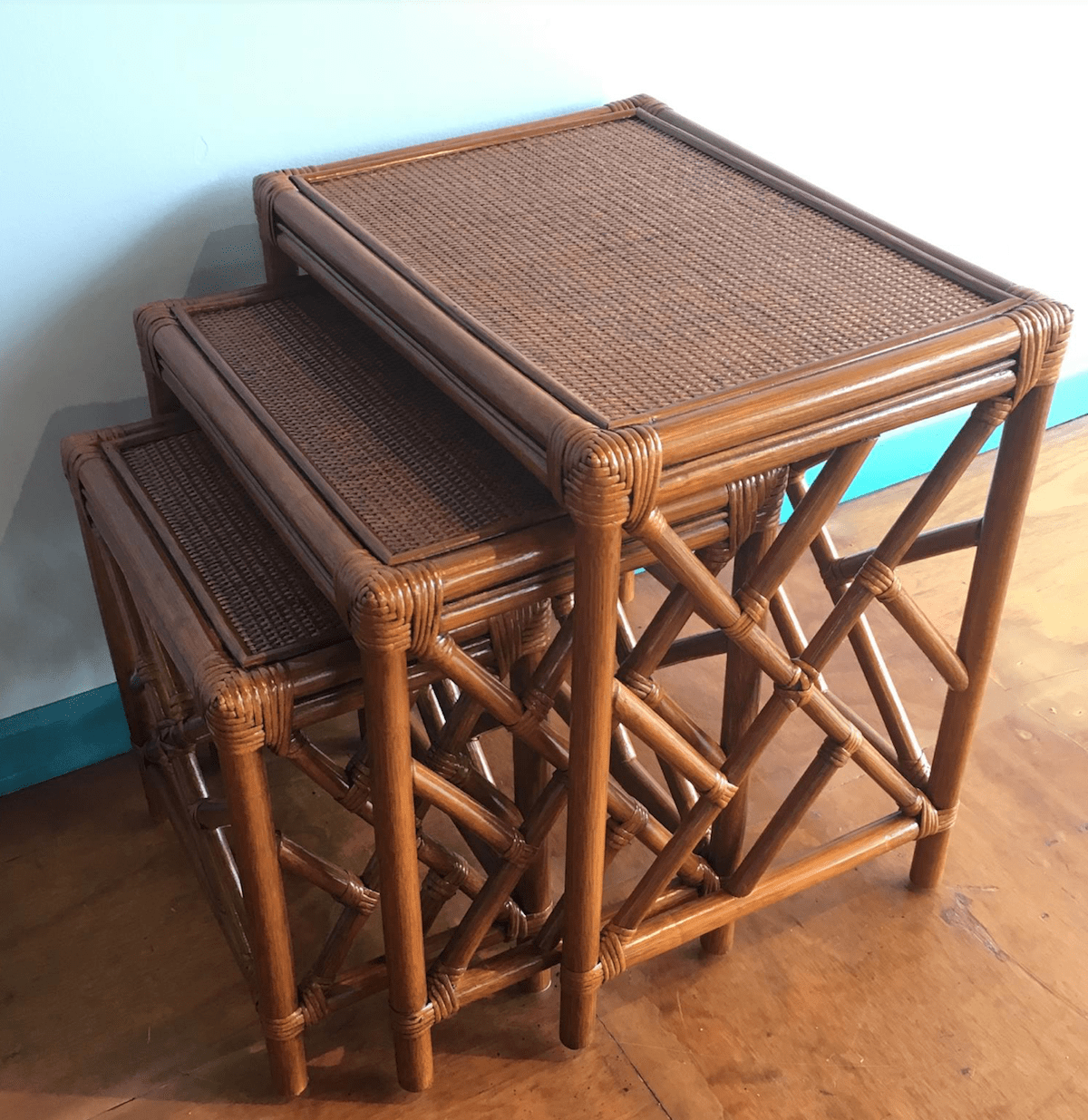 Rattan Stack Tables: Set of 3