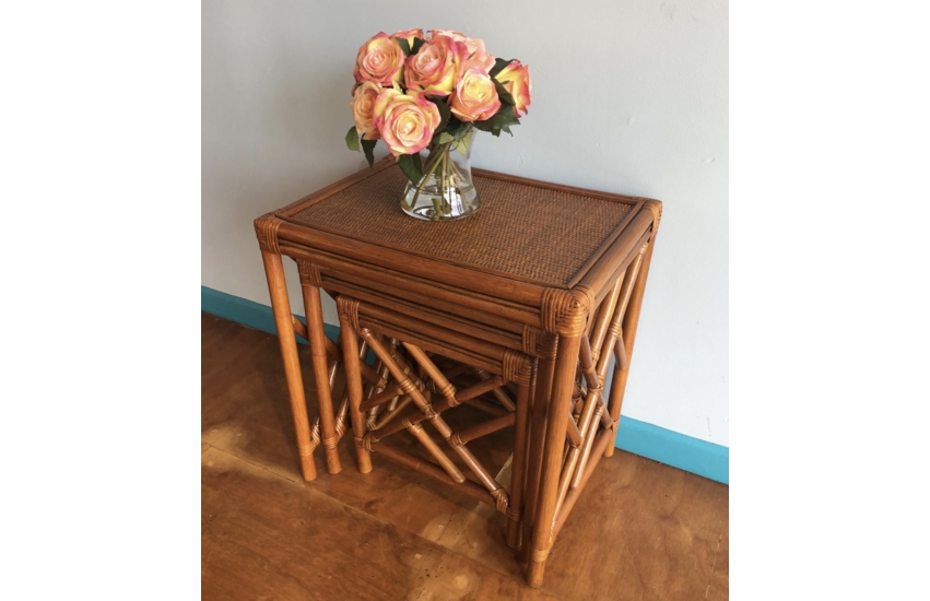 Rattan Stack Tables: Set of 3