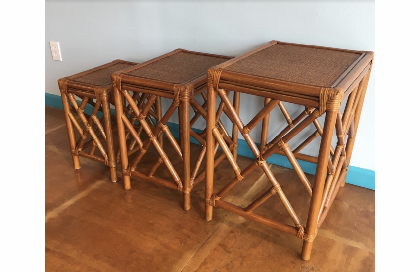 Rattan Stack Tables: Set of 3