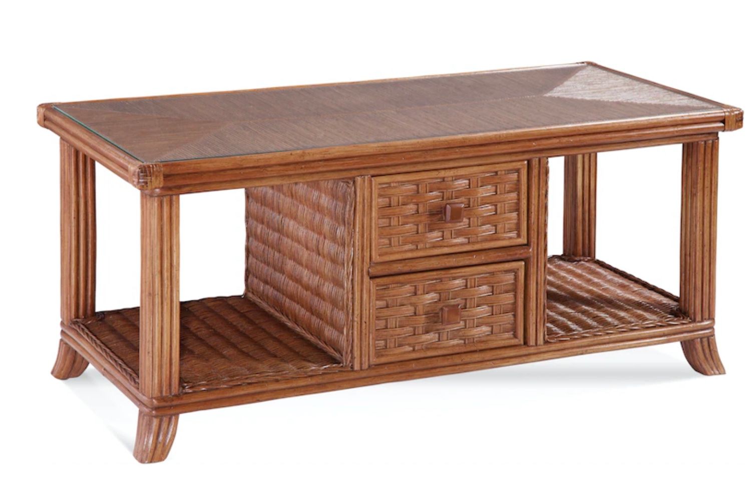 Braxton Culler Somerset Rattan Coffee Table with Glass Top