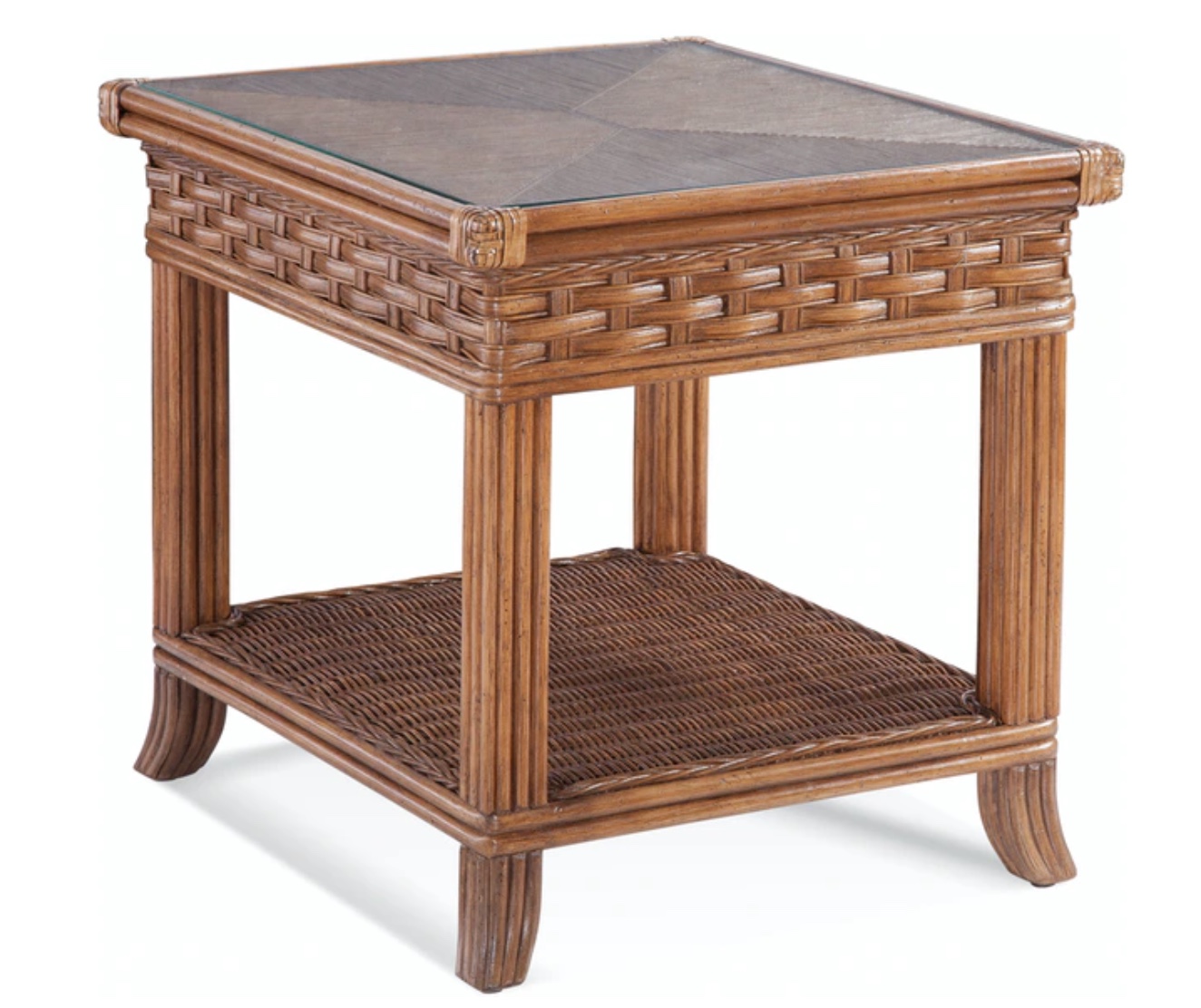 Braxton Culler Somerset Rattan End Table with Glass Top