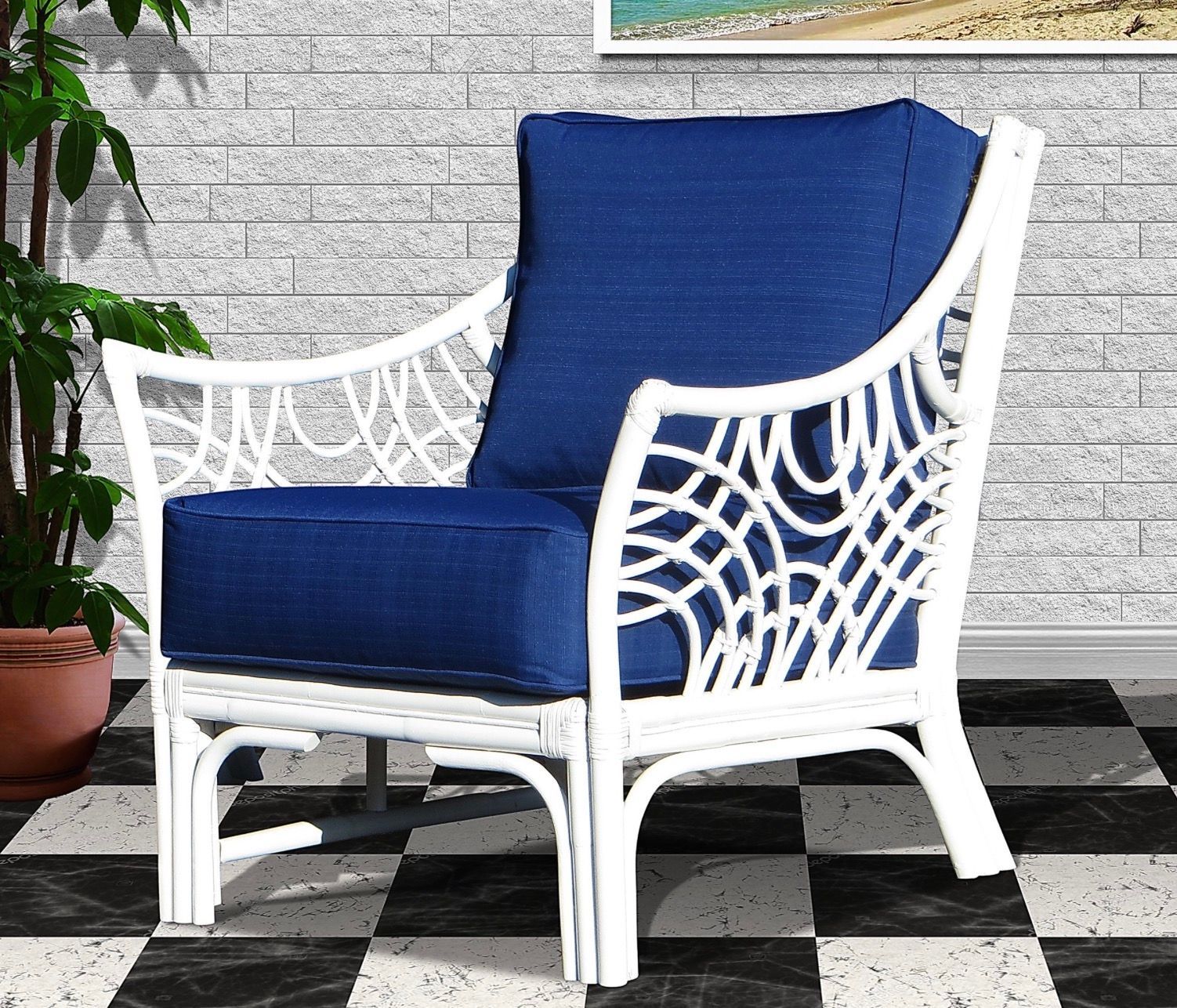 Coral Cove Rattan Lounge Chair in White