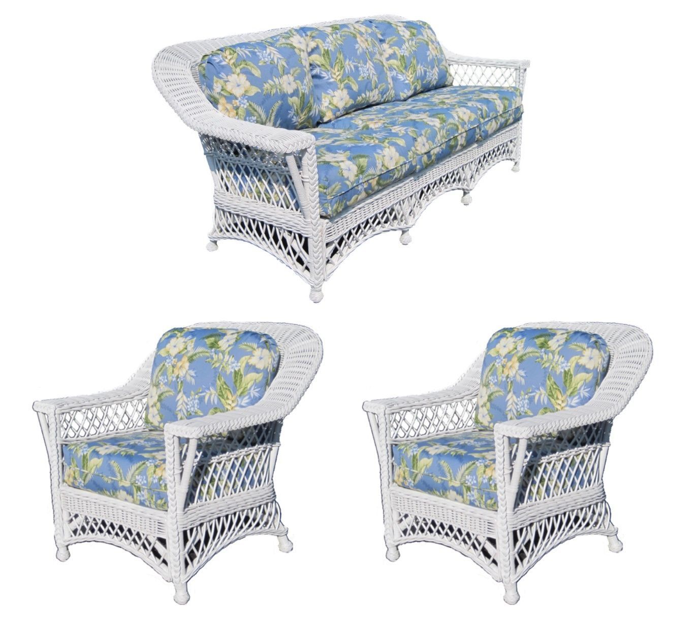 Vineyard Wicker Set of 3: 2 Chairs and Sofa