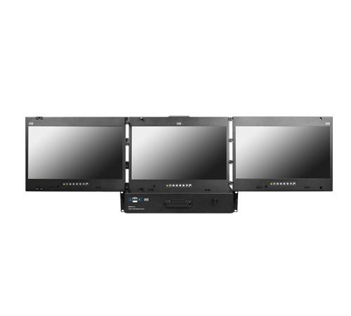 2U 22" short depth design, 17" Triple Rackmount Keyboard LCD Monitor ...