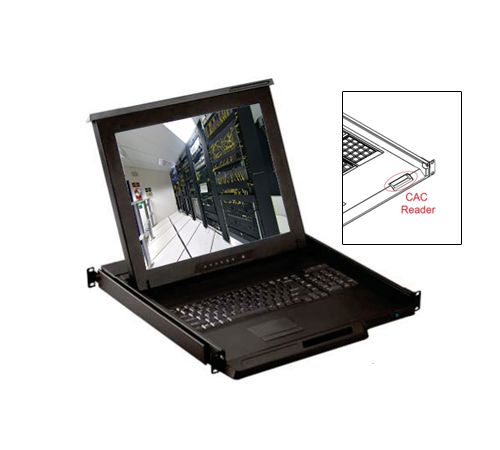 1U Rackmount 19" TFT LCD Monitor w/ Notebook Keyboard & Touch-pad Mouse ...