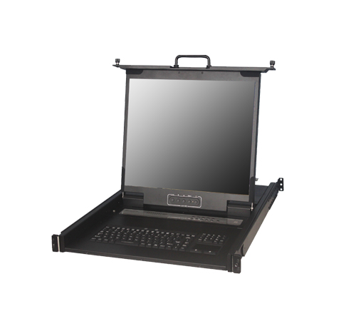 1U 19" 1280x1024 LCD Console Drawer Rugged Military Grade 16 ports ...