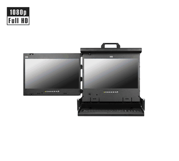 2U 22" Short Depth Design Double 2x Display Console Drawer Dual Display ...