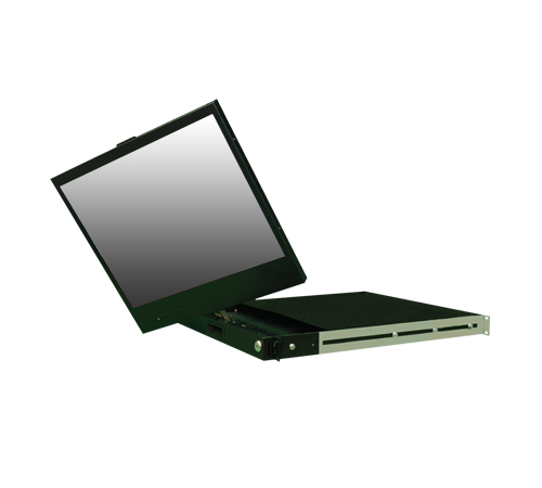 1U Lay Flat Swivel Center Pivots on the center axis Rackmount 19" LCD ...
