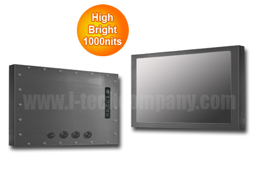 IP67 Chassis 27" LCD monitor, 1920 x 1080, LED 1000 nits, VGA + DVI ...