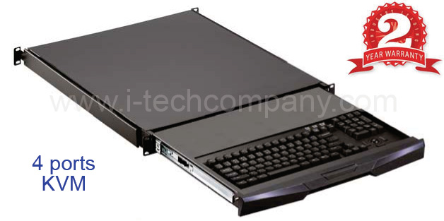 NK401d: 1U Rackmount KVM Keyboards Drawer Trays w/ 3-buttons Trackball