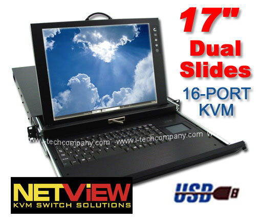 Rack LCD Keyboard Drawer: 1U 17" Dual-slide Rackmount LCD Monitor Touch ...