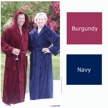 Premium Cotton Terry Velour Hooded Bathrobe in 100% Cotton