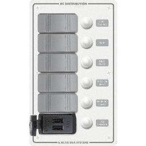 Blue Sea 8421 - 5 Position Contura Switch Panel with Dual USB Chargers ...