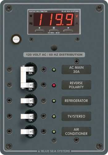 Blue Sea Panel AC 3 Pos with Main & Multimeter 8405
