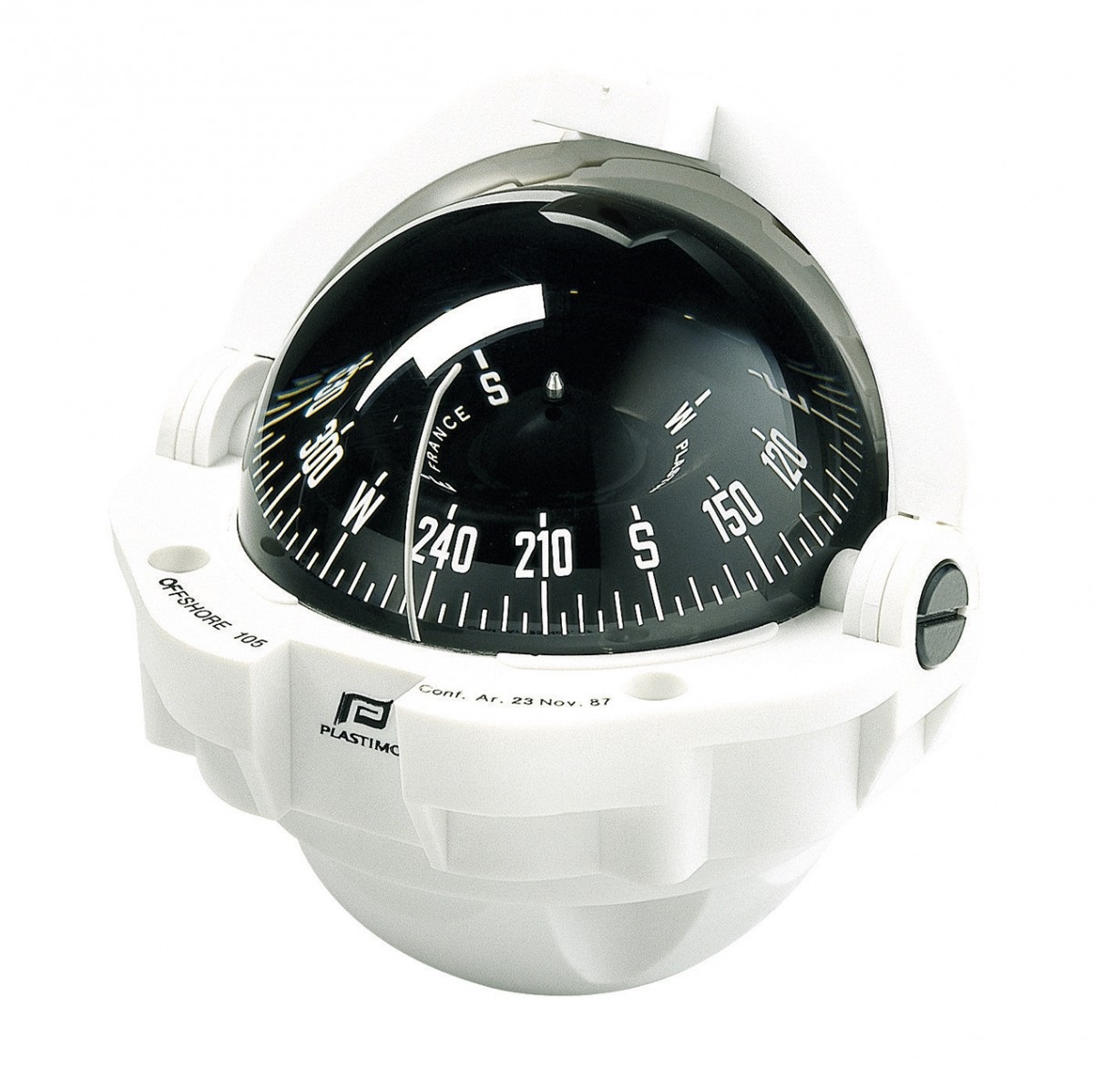 Plastimo Offshore 105 Compass Flush, White, Black Card, Flat 65005, 17265