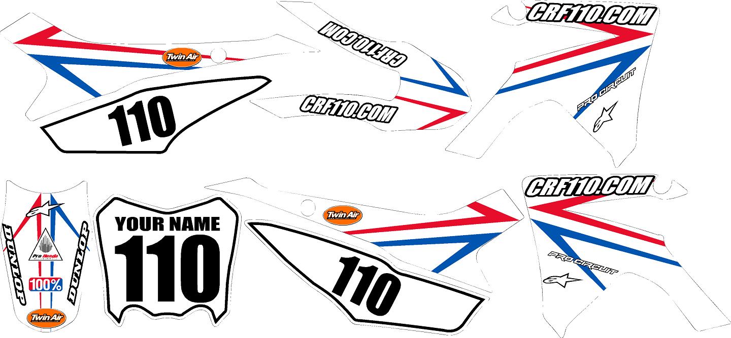 2013-2018 Honda CRF110 Graphics Kit (White) Arrow Series