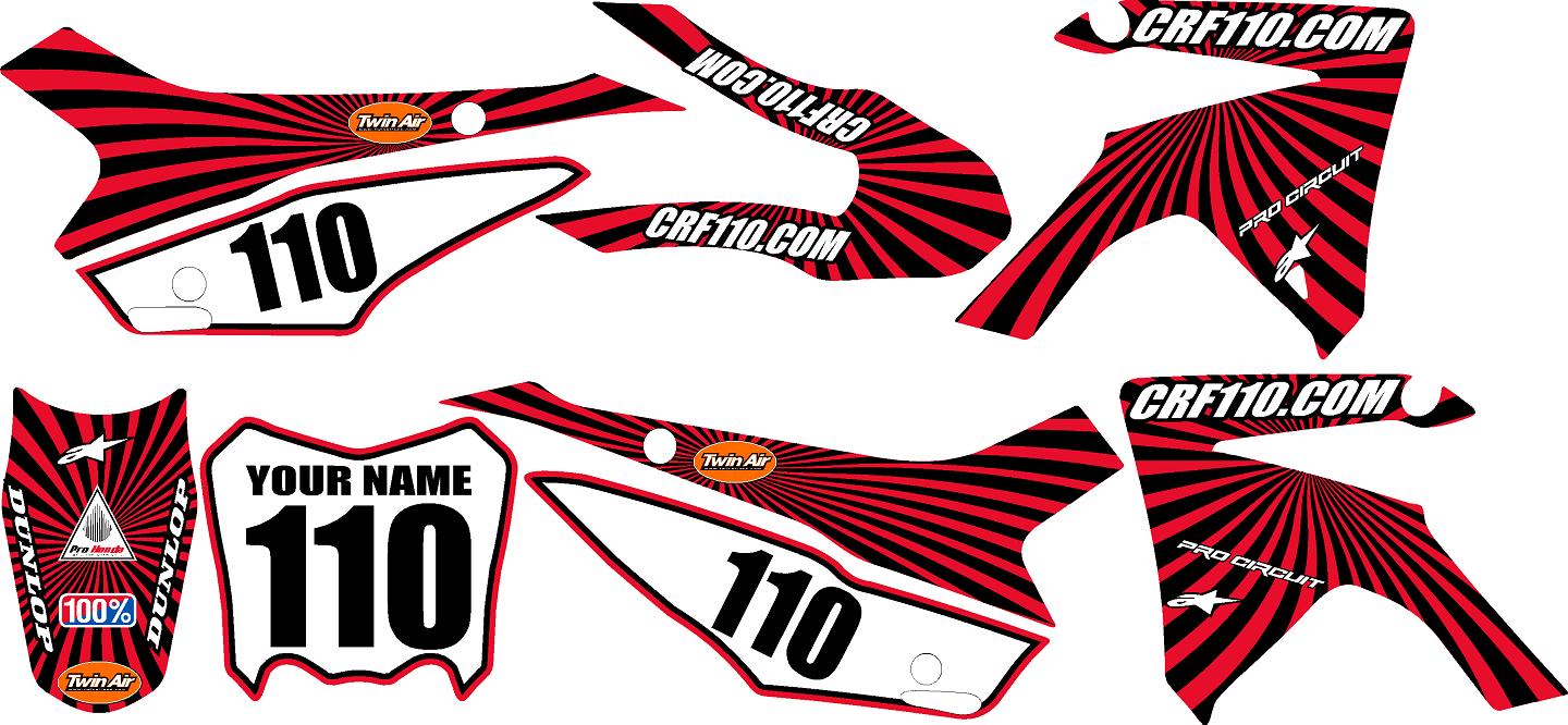 Honda CRF110 Graphics Kit (Red) Swirl Series