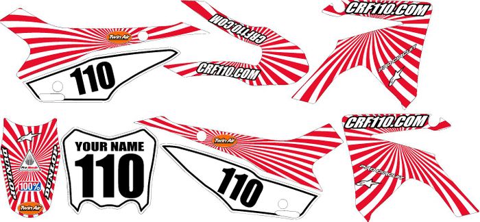 Honda CRF110 Graphics Kit (White) Swirl Series