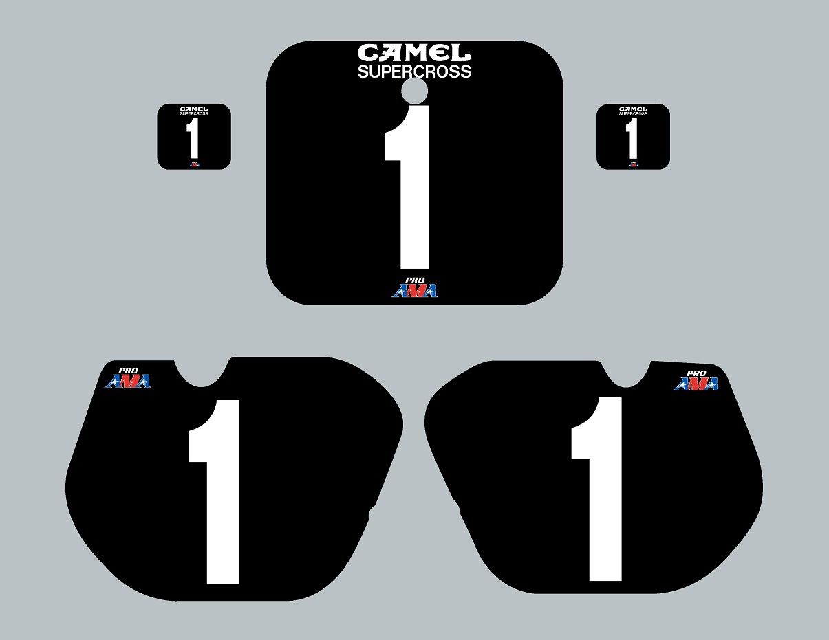 1985-1986 Honda CR500 (Camel Supercross) Black Background Decals