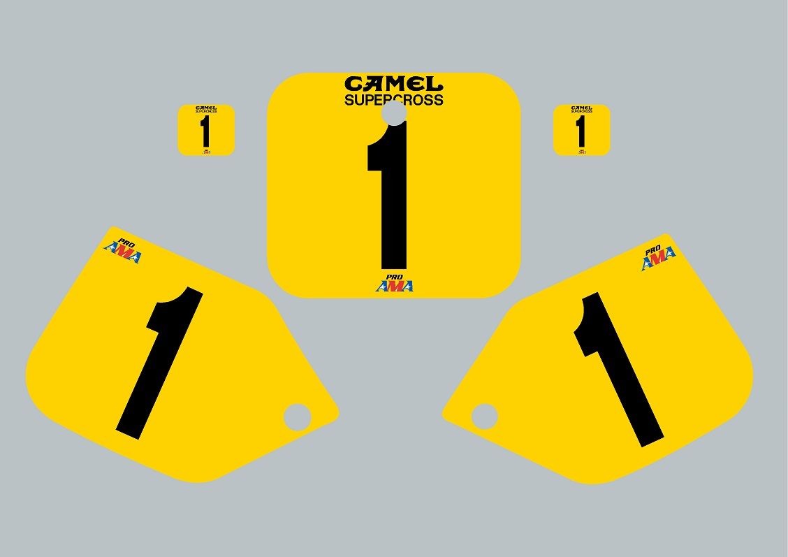 1987-1988 Honda CR500 (Camel Supercross) Yellow Background Decals