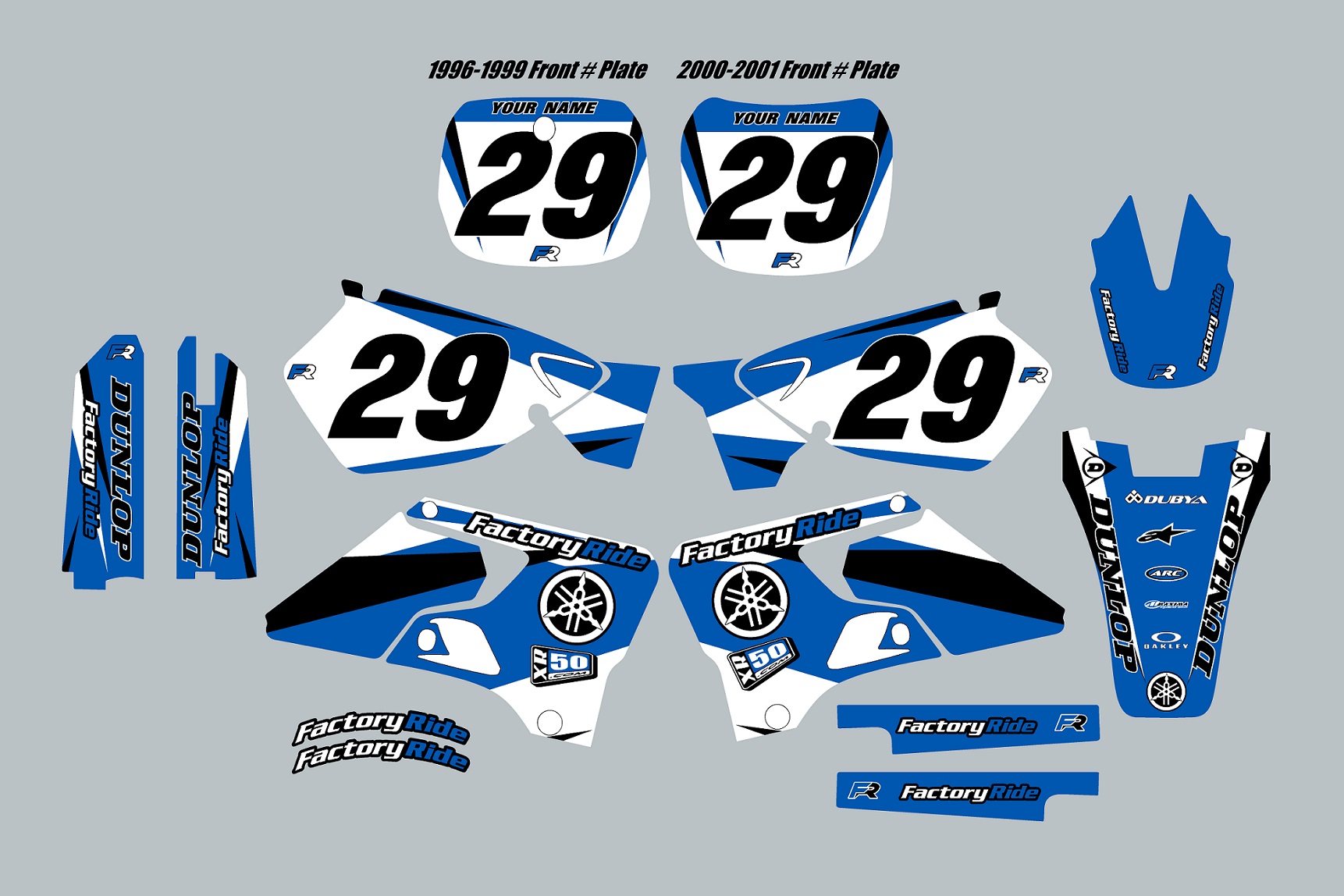 1996-2001 YZ125 YZ250 Complete Graphics Kit Racer 1