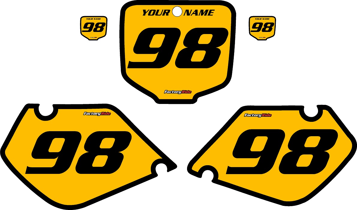 Honda CR250 1997-1999 Yellow Number Plates with Black Bold Pinstripe