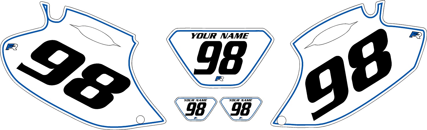 2001-2002 Yamaha WR426 Pre-Printed Backgrounds White - Blue Pinstripe ...