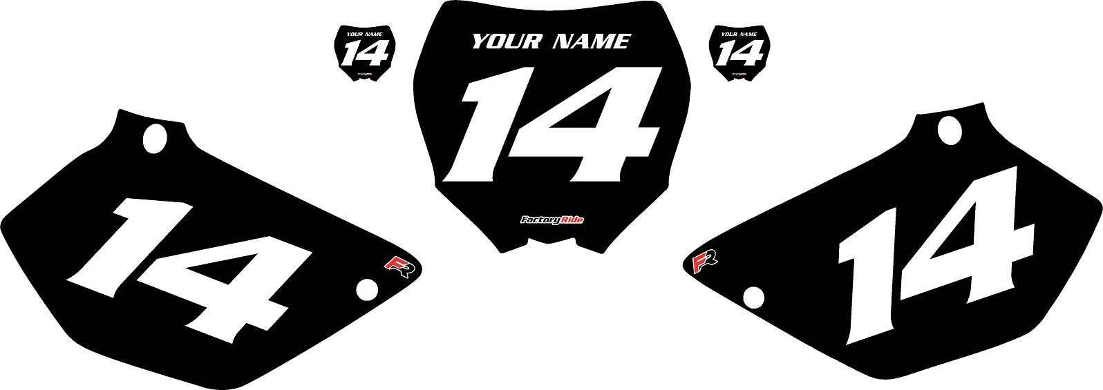 2005-2014 Yamaha YZ125 Black Backgrounds with White Numbers
