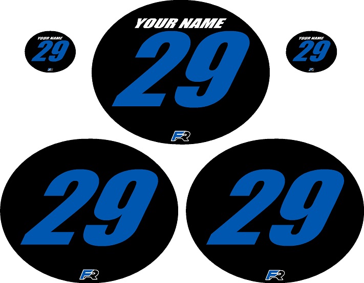Factory Ride Vintage Oval Number Plates Black Backgrounds / Blue ...